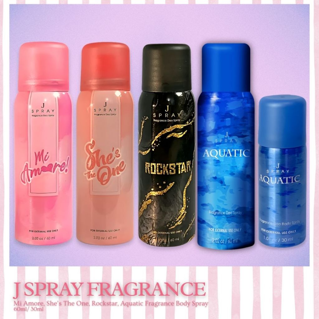 J Spray Body Spray 60ml Mi Amore, Shes The One, Rockstar & Aquatic with ...