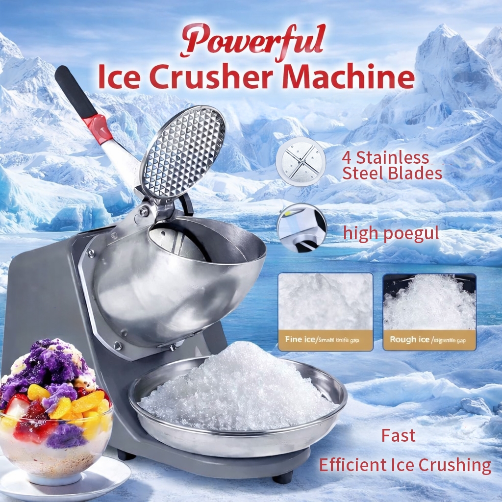 500W Double Blade Ice Crusher Heavy Duty Ice Smasher Machine Automatic ...