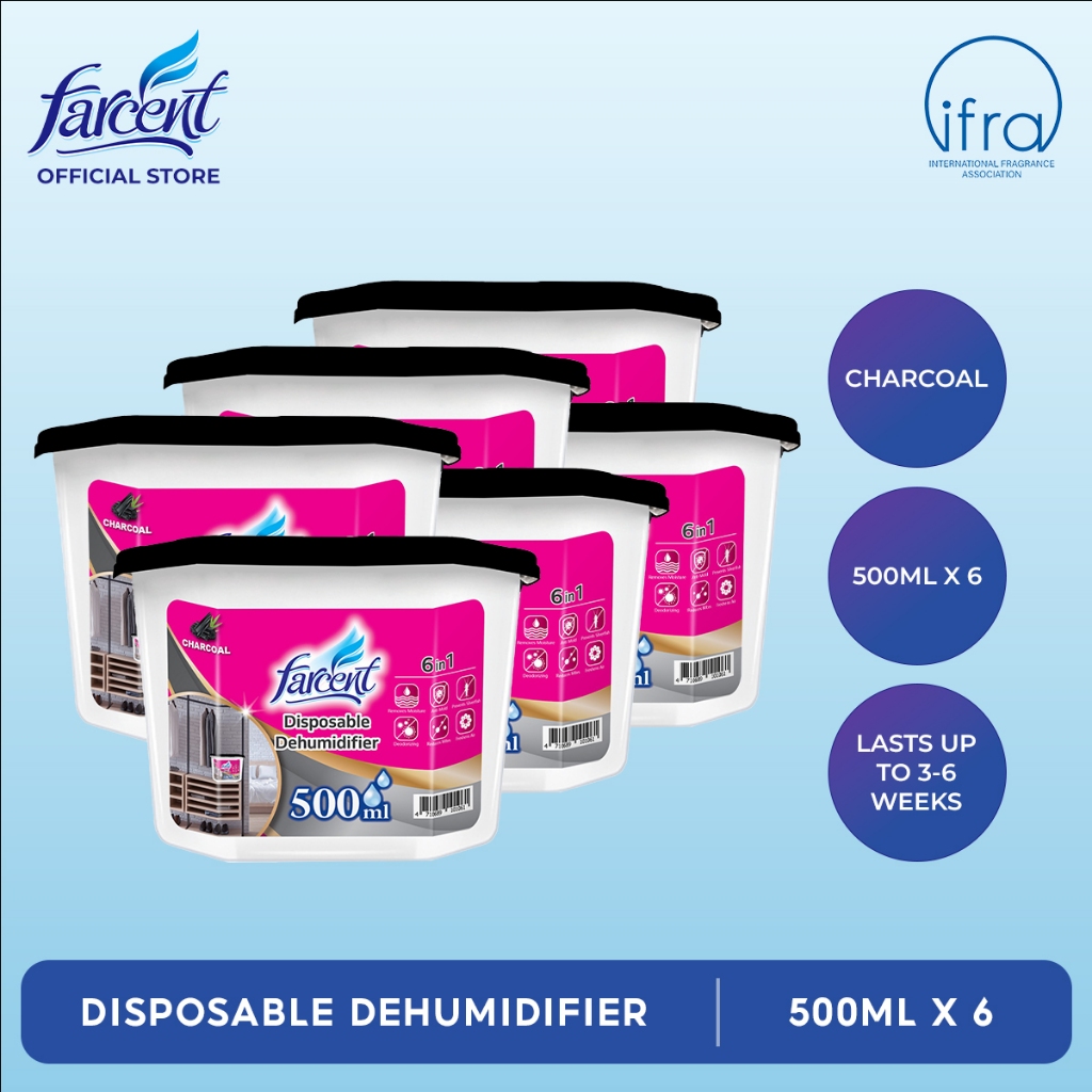 Farcent Disposable Dehumidifier - Charcoal Set of 6 (500ml each ...