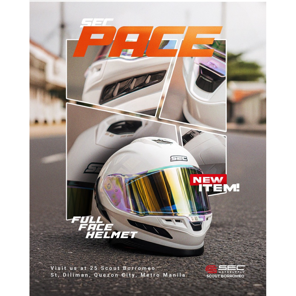 SEC Pace Full Face Motorcycle Helmet Gloss/Matte (M-XL) | Shopee ...
