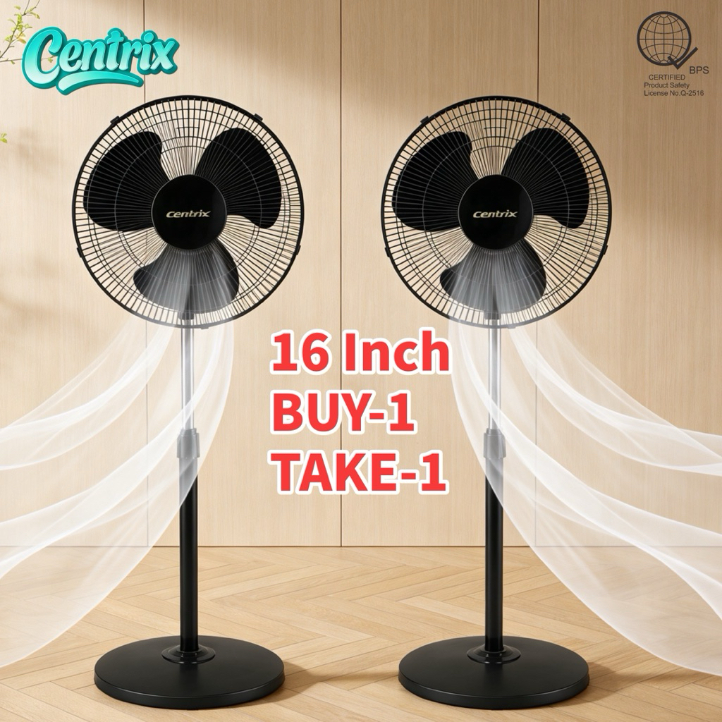 Centrix Buy-1 Take-1 Centrix 16" Stand Fan 3-Blades Color Black COD CX ...