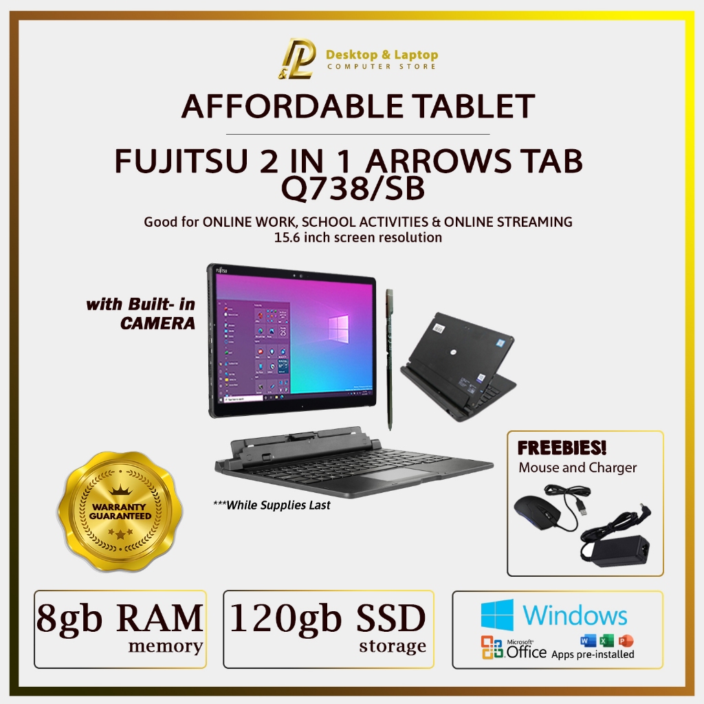 AFFORDABLE FUJITSU TABLET 2 IN 1 ARROWS TAB Q738 I5 8TH GEN - 8GB ...