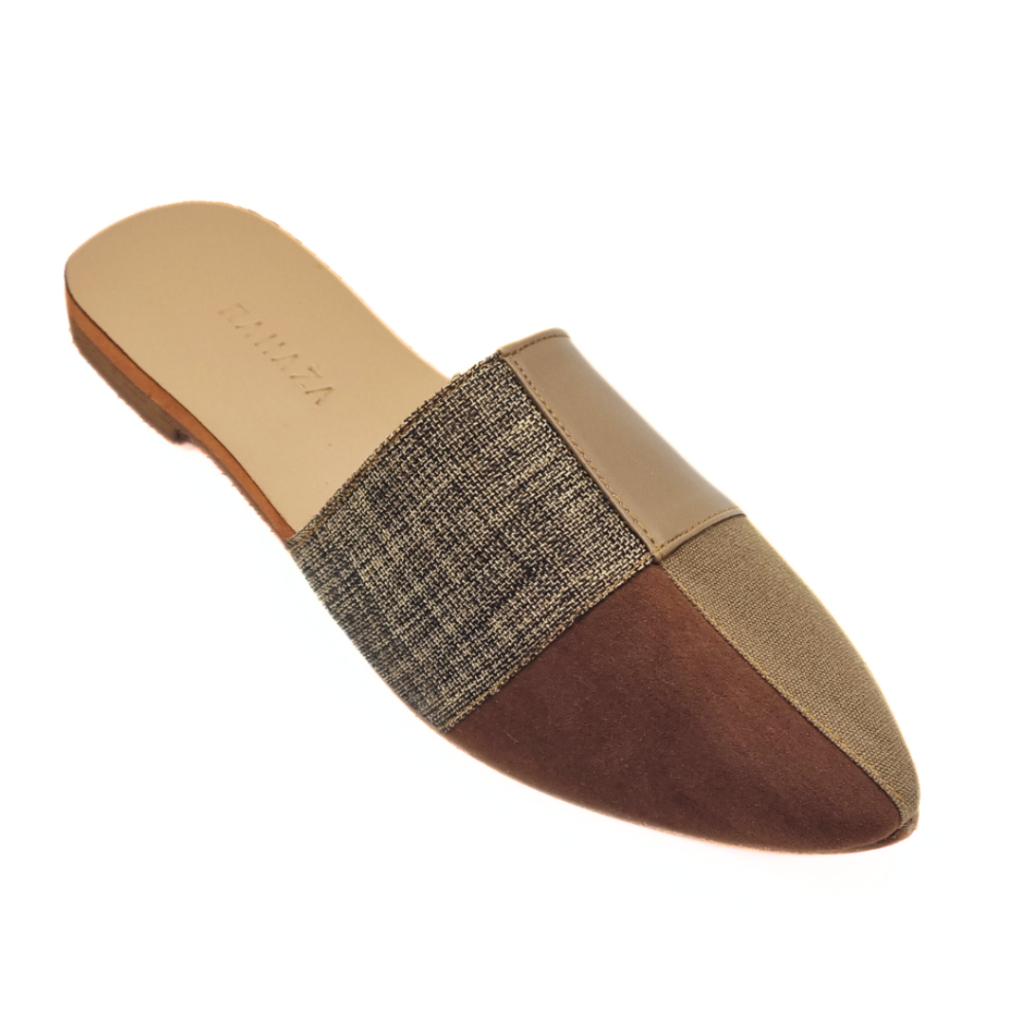 Soft Mules CHOCO – Pointed Brown Flat Mules | Comfortable Mixed ...