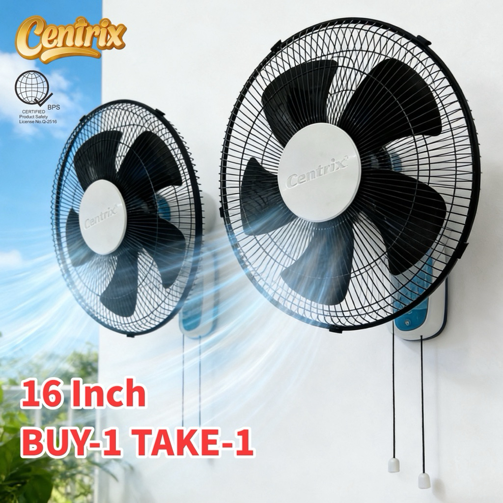 Centrix Wall Fanl Buy-1 Take-1 Electric Fan 16-Inches 1 Year Warranty ...