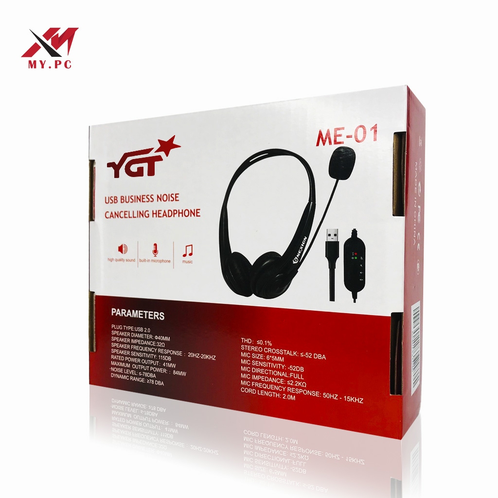 YGT ME-01 Noise Cancelling Headphone USB 2.0 business office Stereo ...