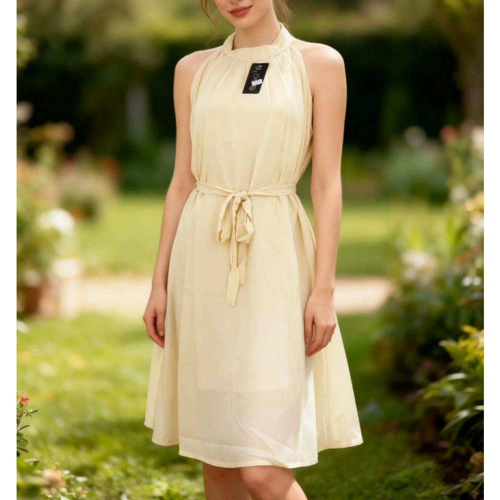 [Cod+Same Day Ship]Halter Neck Sleeveless Chiffon Dress For Women ...
