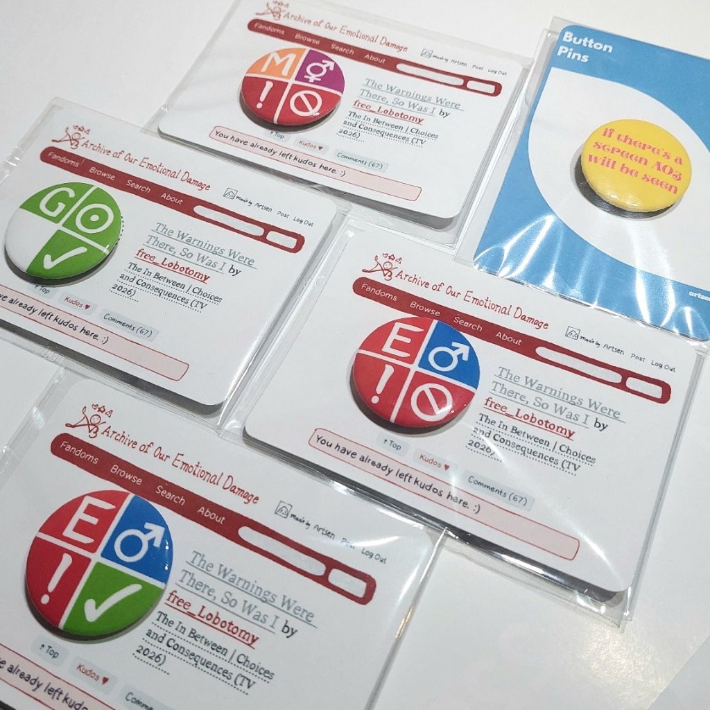 ARTSEN AO3 Warning Symbols Button Pins for Readers of Holy Site Unique ...