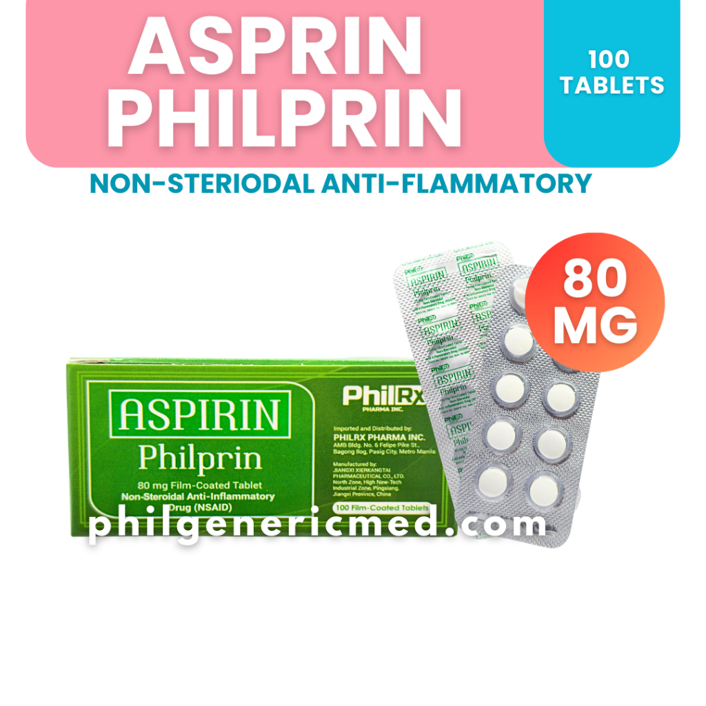 Aspirin PHILPRIN 80MG (100 Tablets) | Shopee Philippines