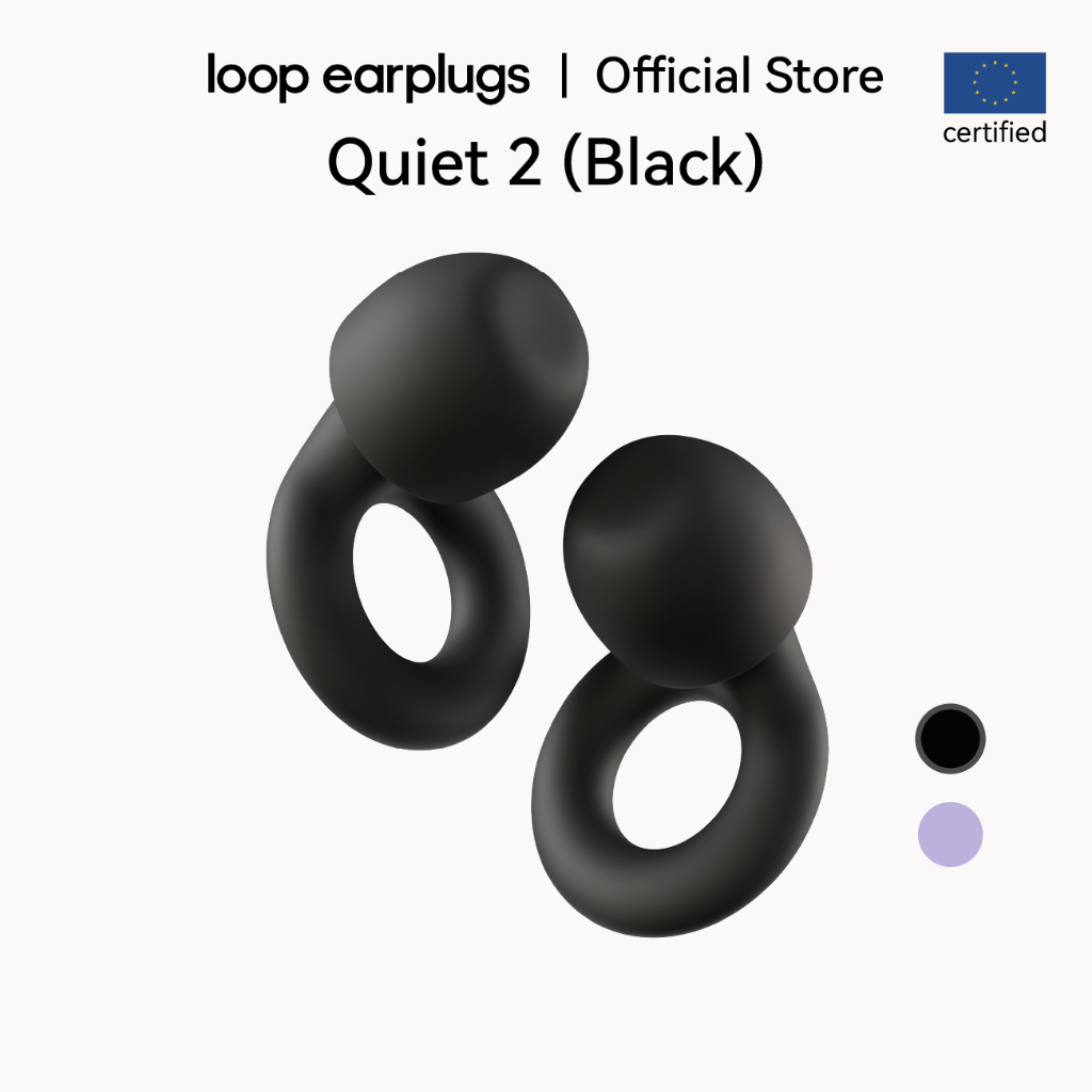 LOOP Quiet 2 Black Noise Reducing Earplugs (-24dB) for Focus, Napping ...