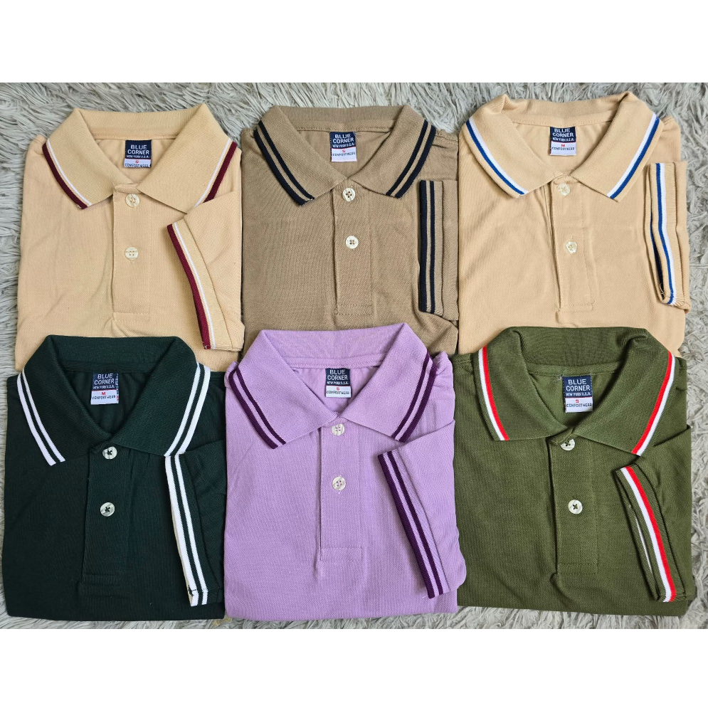 Blue Corner Polo Stripes Lining Men Unisex Comfort XS to2XL Moss Green ...