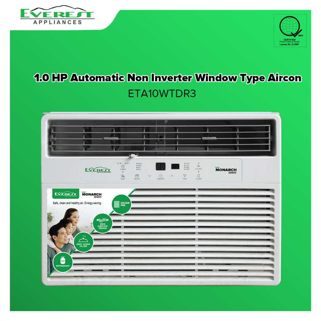 EVEREST 1.0HP Non Inverter Window Type Aircon/ Fast Cooling/ Healthy ...