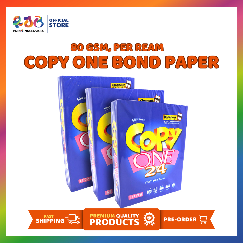 Copy One Paper 80 GSM | White Bond Paper Per Ream | 500 Sheets | Short ...