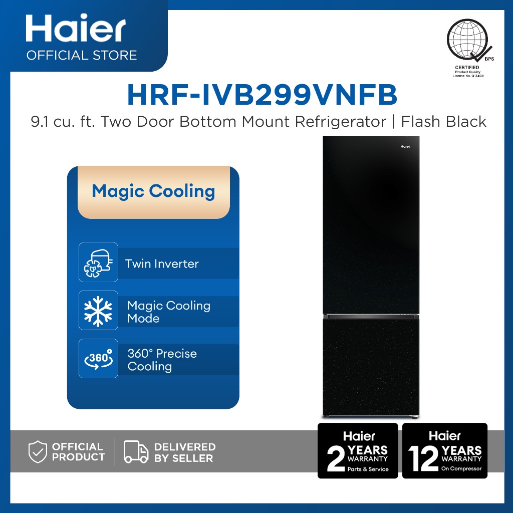 Haier HRF-IVB299VNFB 9.18 cu.ft./260L Magic Cooling No Frost Twin ...