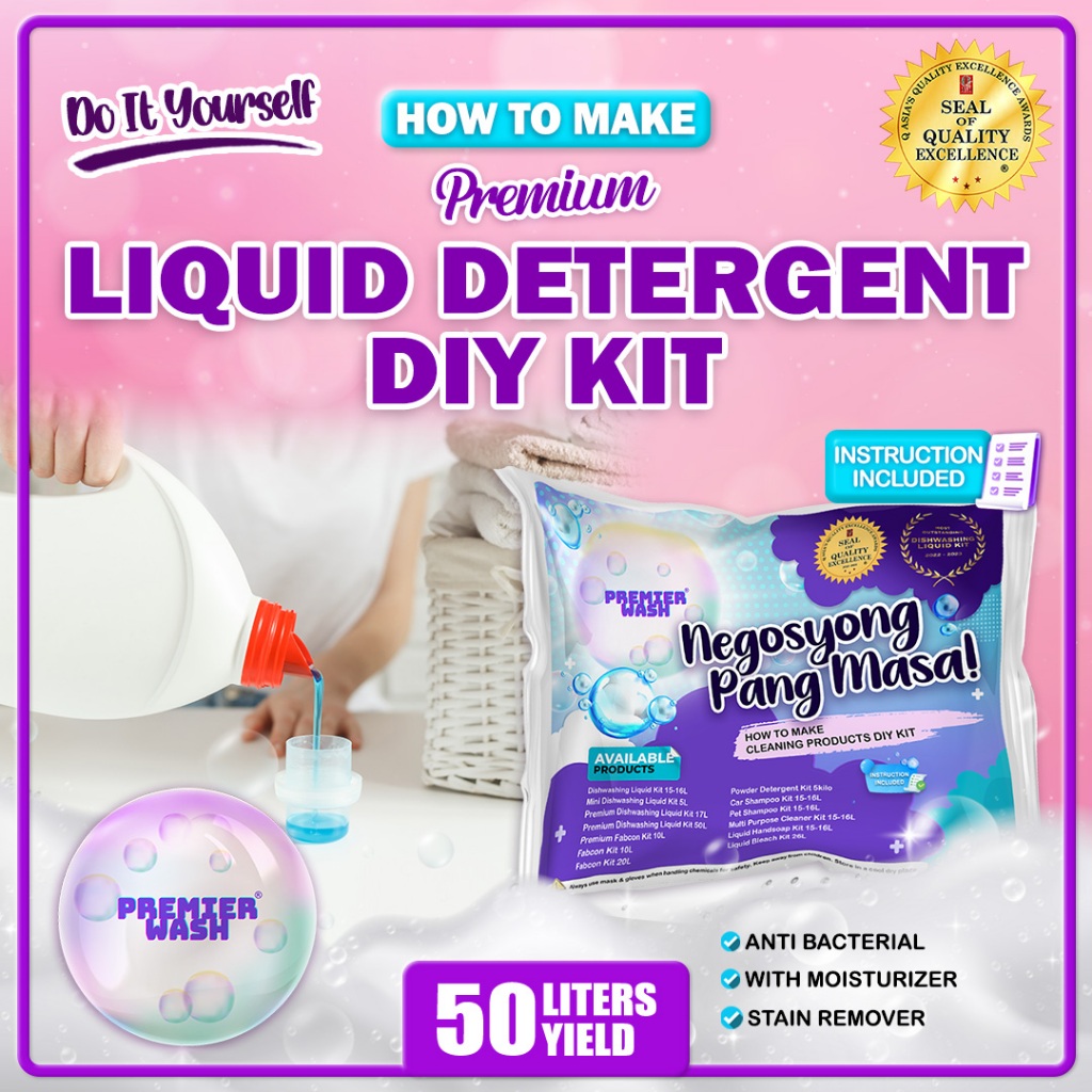 50 LITERS YIELD PREMIUM LIQUID DETERGENT KIT - PREMIER WASH | Shopee ...