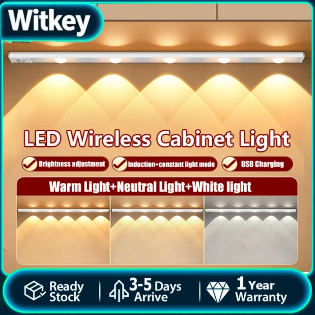 Witkey Motion Sensor Cabinet Lights USB Rechargeable Ultra Thin ...