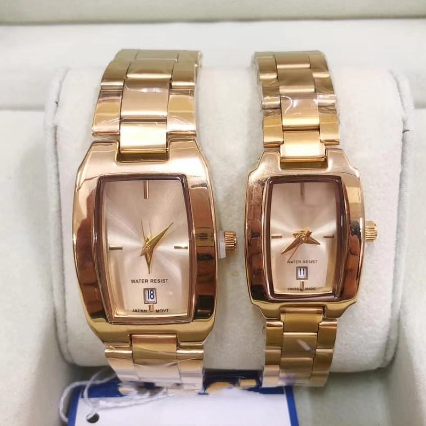 Couple Watch With Date Stainless Steel Watch For Men Women Relo Jewelry ...