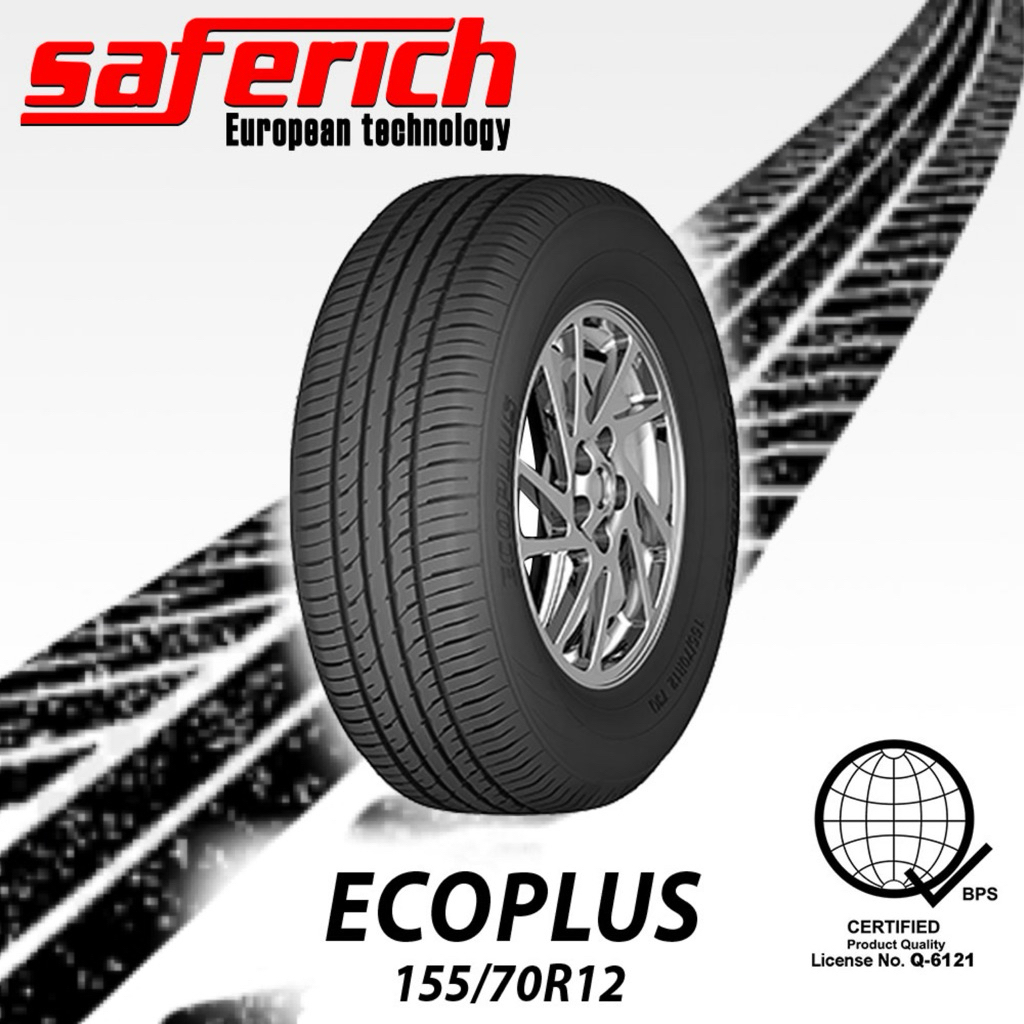 Saferich Tubeless Tire RIM 12 155/70R12 TIRE-73Q ECOPLUS | Shopee ...