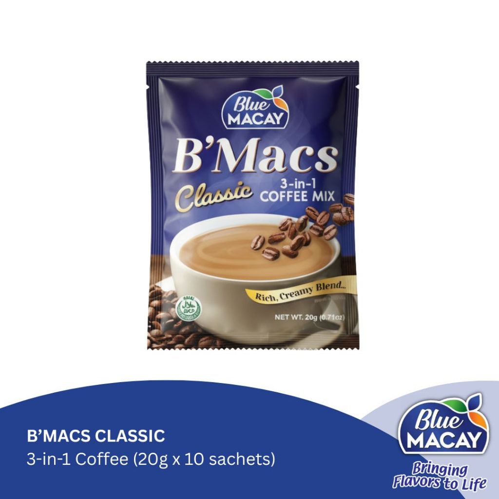 Blue Macay B'Macs 3-in-1 Classic Coffee Mix (20g x 10 sachets) | Shopee ...