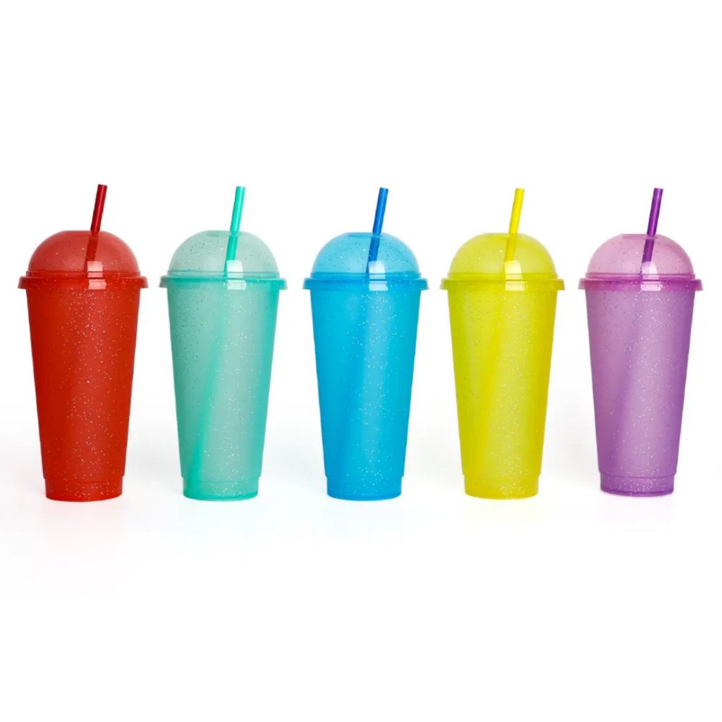 Reusable Cold Cup with Dome Lid and Straw Glittered 24 oz | Shopee ...