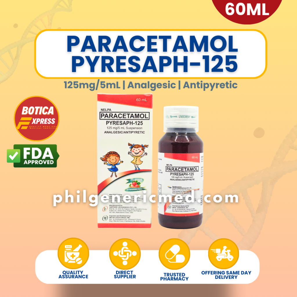 Paracetamol PYRESAPH-125 125mg/5mL 60ml Syrup | Shopee Philippines