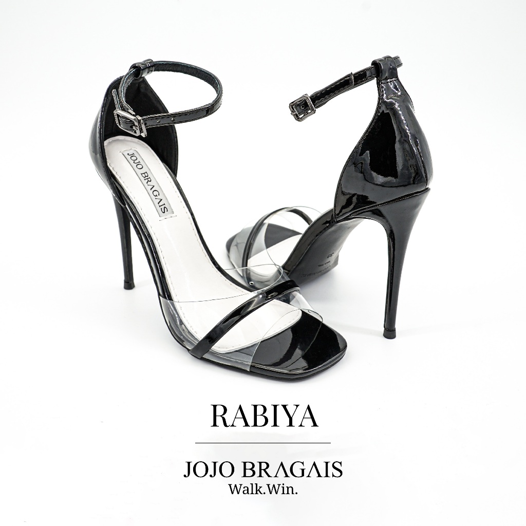 Jojo Bragais Rabiya Black Glossy 4-Inch High Heels | Pageant Heels ...