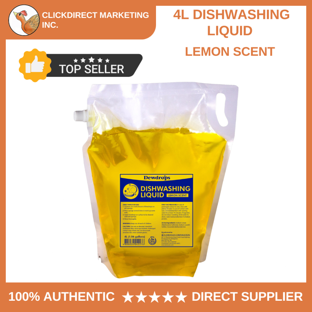 4L Dewdrops Dishwashing Liquid (Lemon Scent, Calamansi Scent, and ...