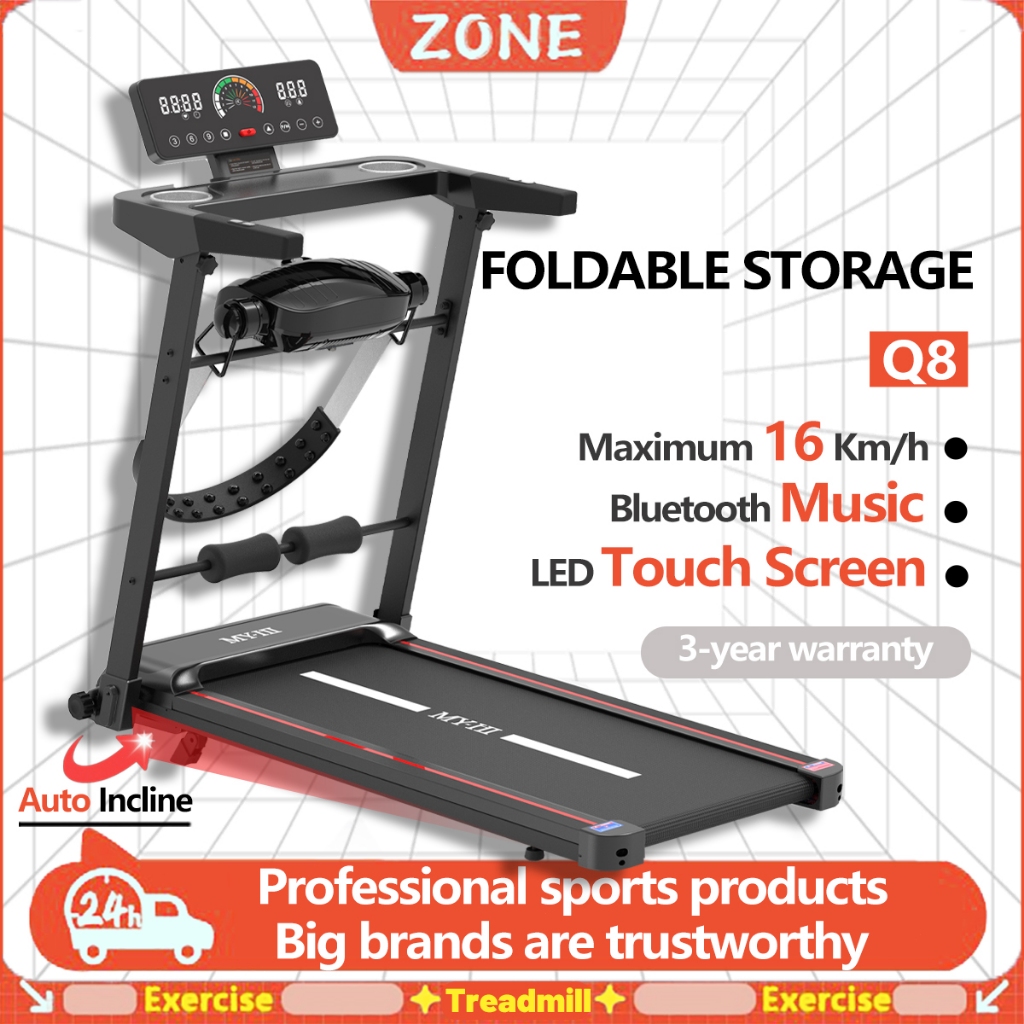 Electric Treadmill Music Heart Rate APP Massager Bluetooth 16km/h ...