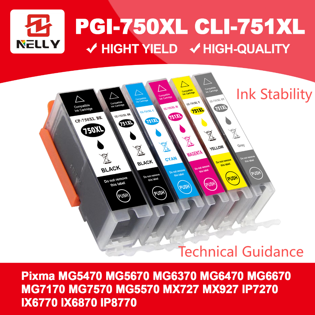Promotion！Canon PGI 750 CLI 751ink cartridge for Canon IX6770 IX6870 MG6470 MG5570 printer ...