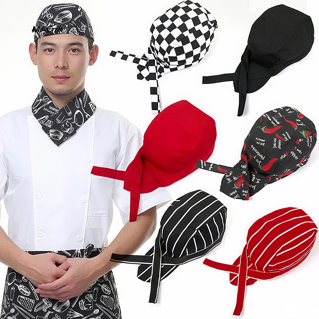 Chef's Hat Western Restaurant Crew Caps Unisex Pirate Bandana Headwear ...