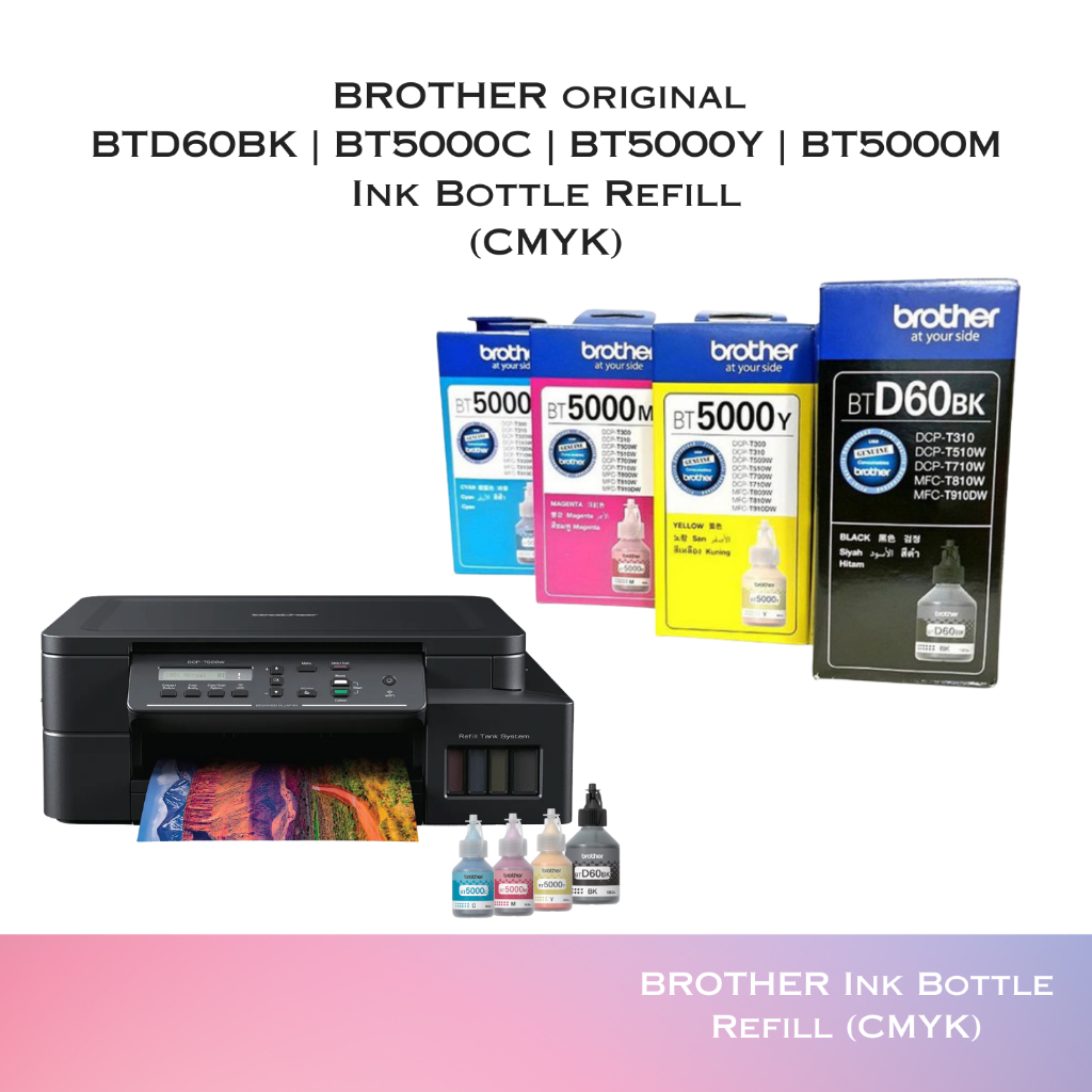 BROTHER BTD60 108ML BT5000 CMY 50ML Ink For Brother Printer DCP-T720DW ...
