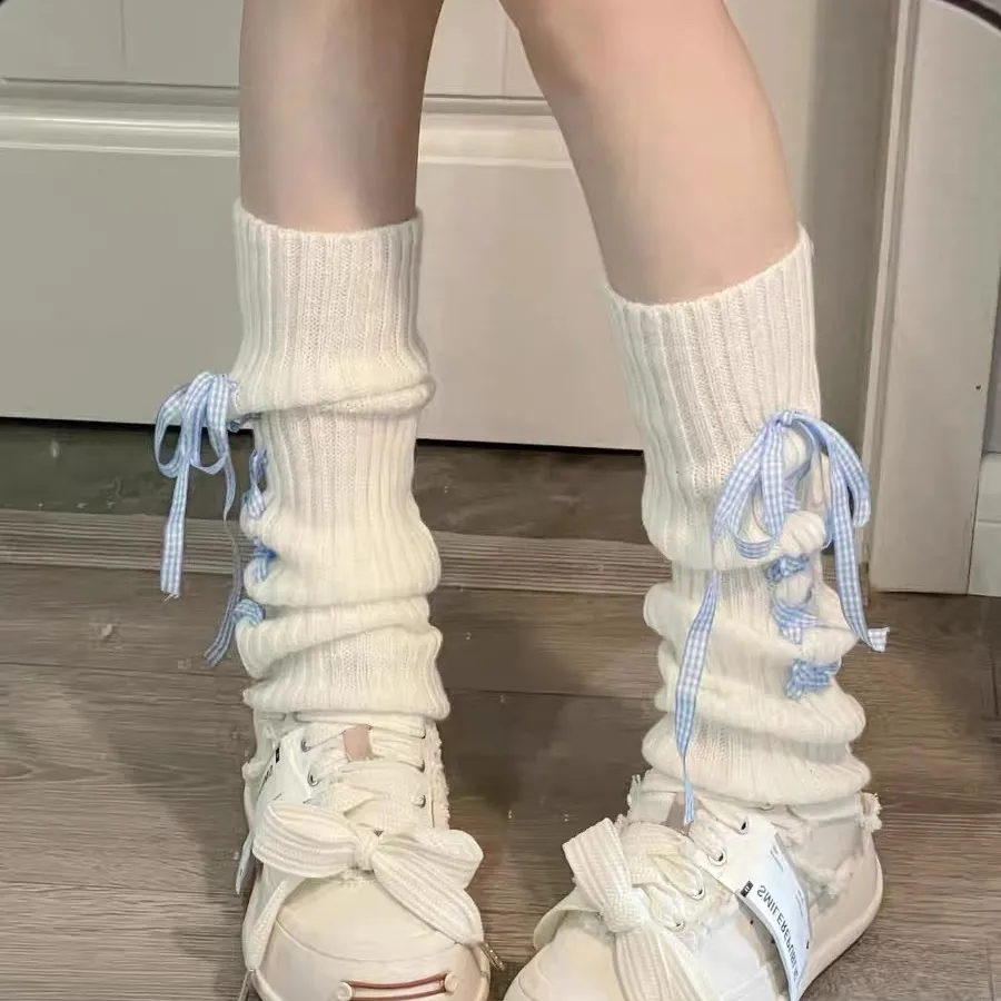 White Leg Warmers Japanese Jk Socks Winter Leg Covers Lolita Knit Socks ...