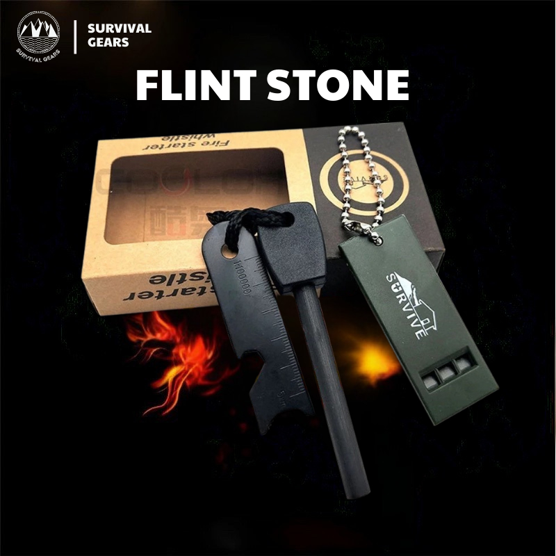 Flint Fire Starter with Whistle Survival Tool Outdoor Camping Hiking ...