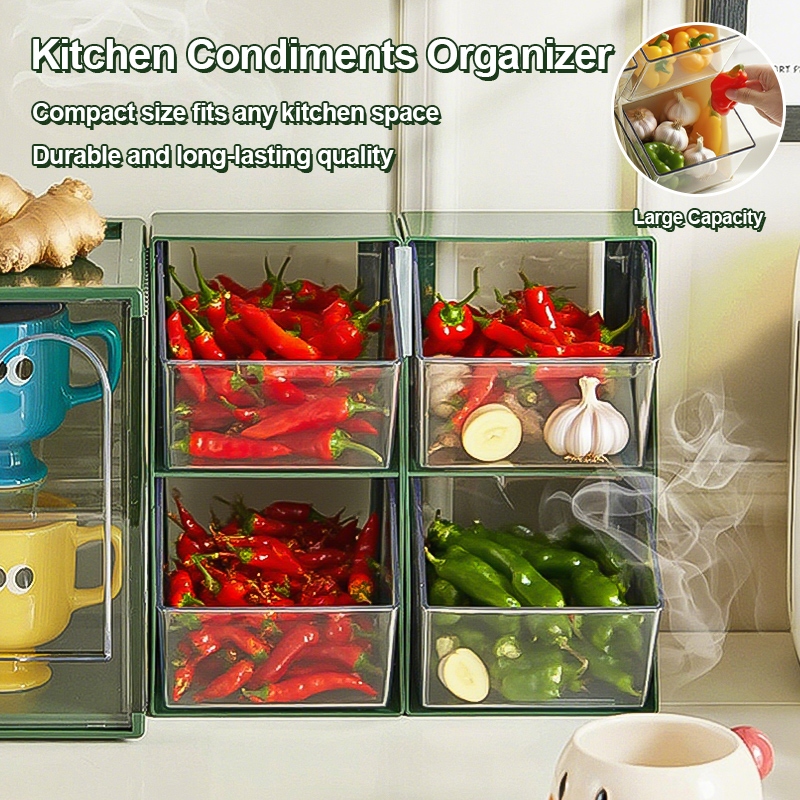 Partition Desktop Kitchen Condiments Container Vegetable Storage ...