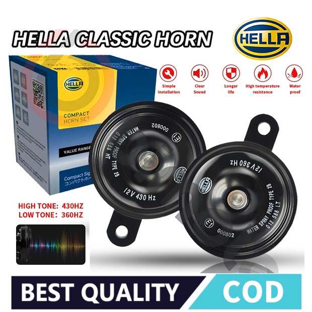 HELLA Horn Motorcycle Car Horn Set 360Hz / 430Hz 111dB 12V Universal ...