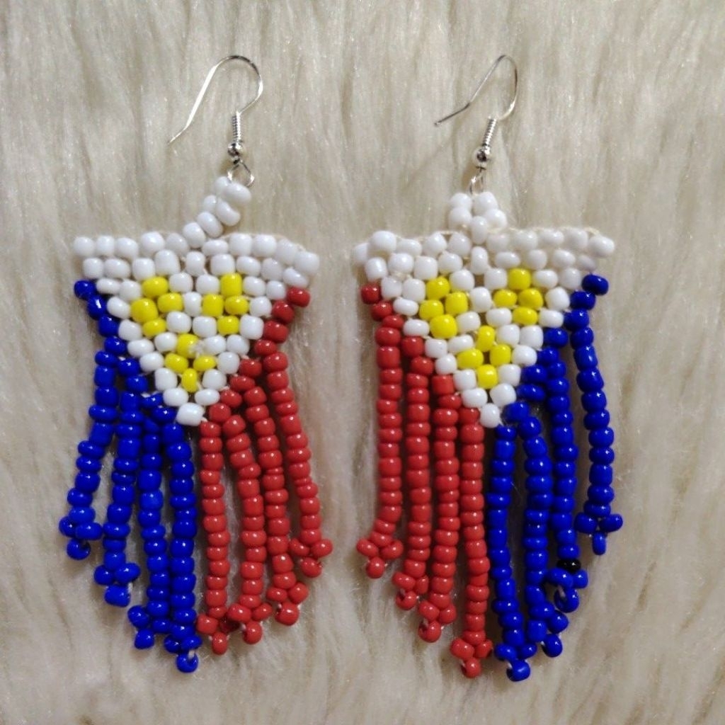 Philippine Flag Inspired Beaded Earrings/Ethnic Ph Flag beads ...