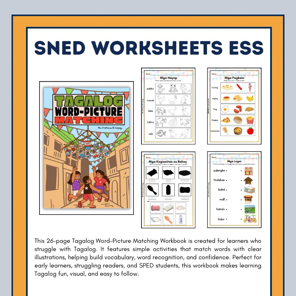 Tagalog Word-Picture Matching Workbook for SPED/SNED Learners | Shopee ...