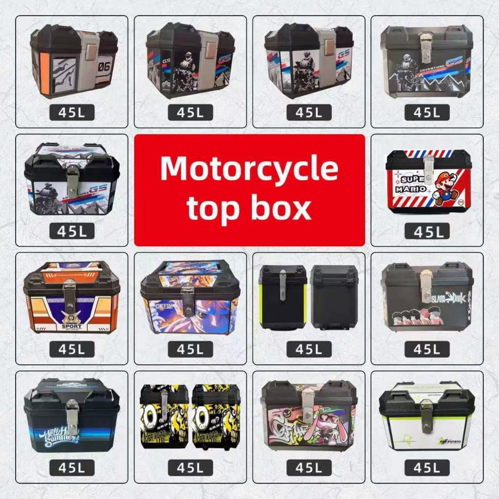 Motorcycle top box, ABS plastic top box,Password-locked top box 45L ...