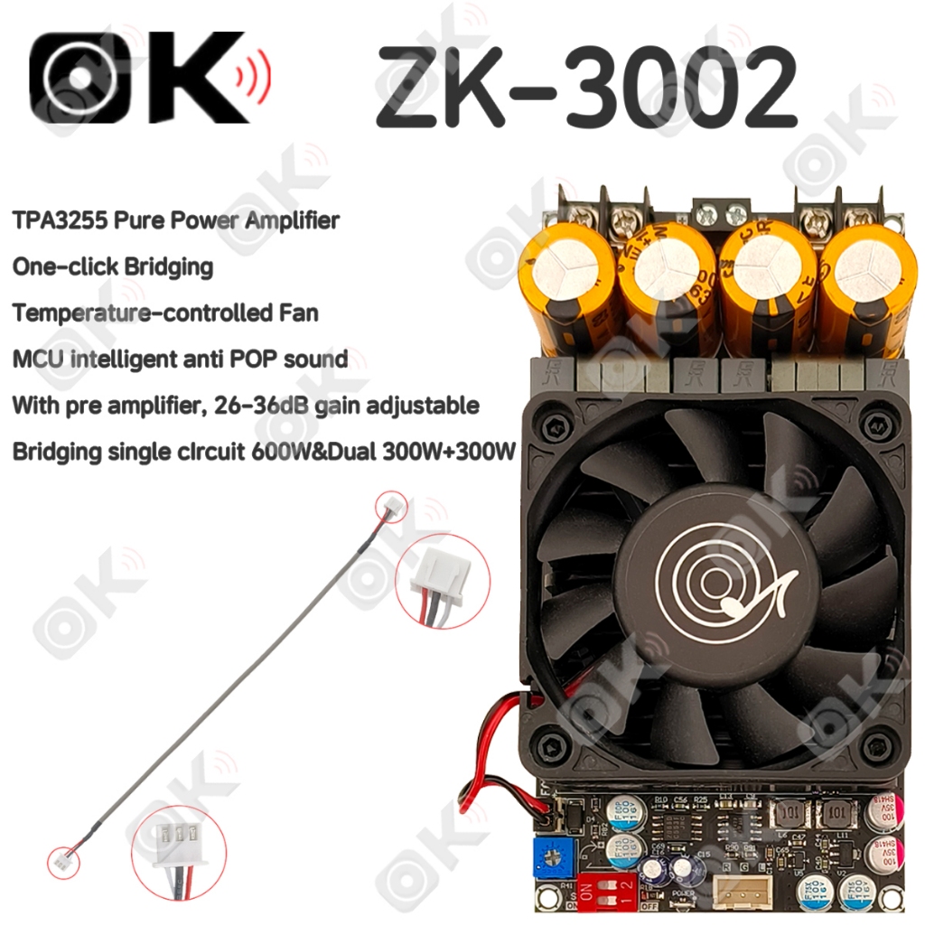 OKmusic ZK-3002 TPA3255 Mono Audio Chip Amplifier 600W Power Supply 18 ...