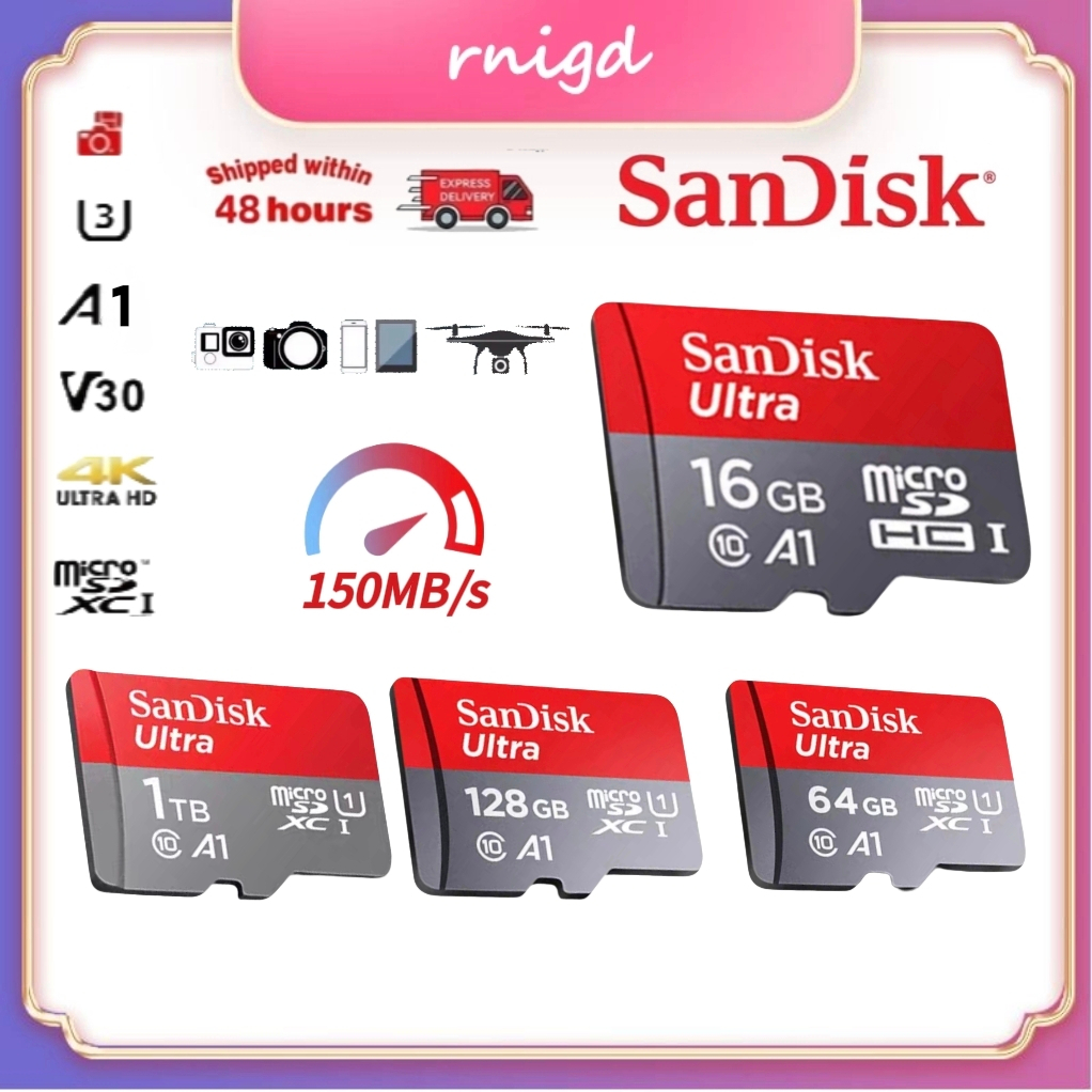 SanDisk Memory Card Ultra 16GB-1TB Micro SD Card Class10 A1 SDHC sd ...