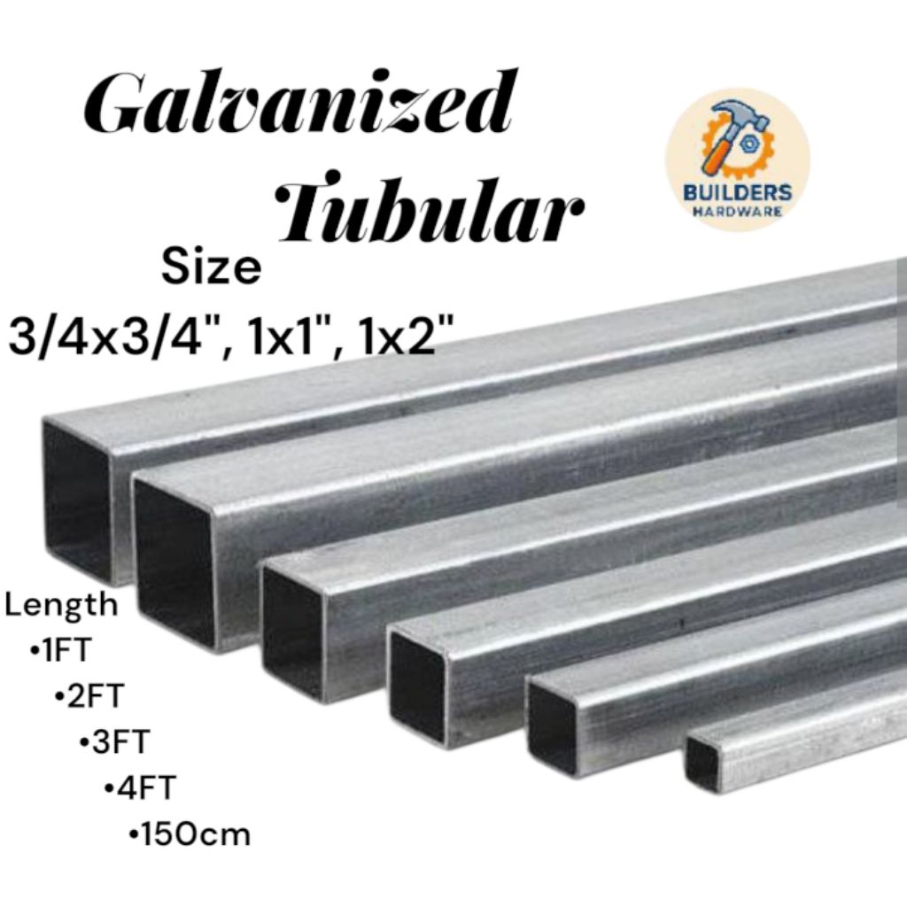 GI Square Tube Tubular Makapal 1.5mm 3/4x3/4, 1x1, Length 1FT - 4.9FT ...