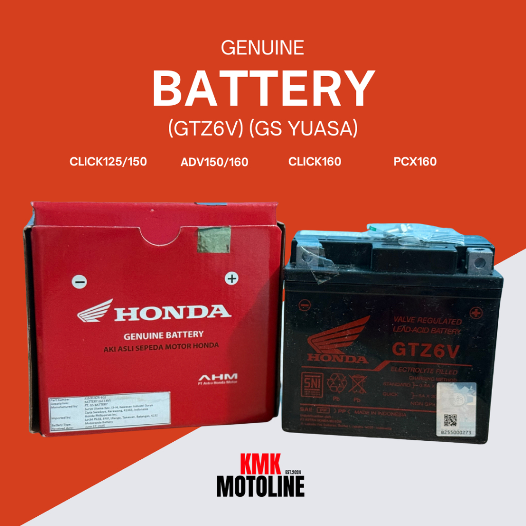 Honda genuine parts BATTERY GTZ6V GS YUAZA 31500-KZR-602 Click125/150 ...