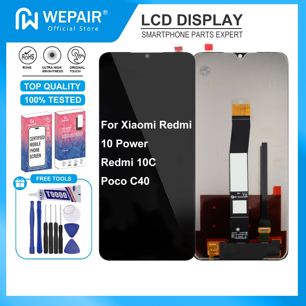 WEPAIR Original LCD Display For Xiaomi Redmi 10 Power/10C/Poco C40 Touch Screen Assembly ...