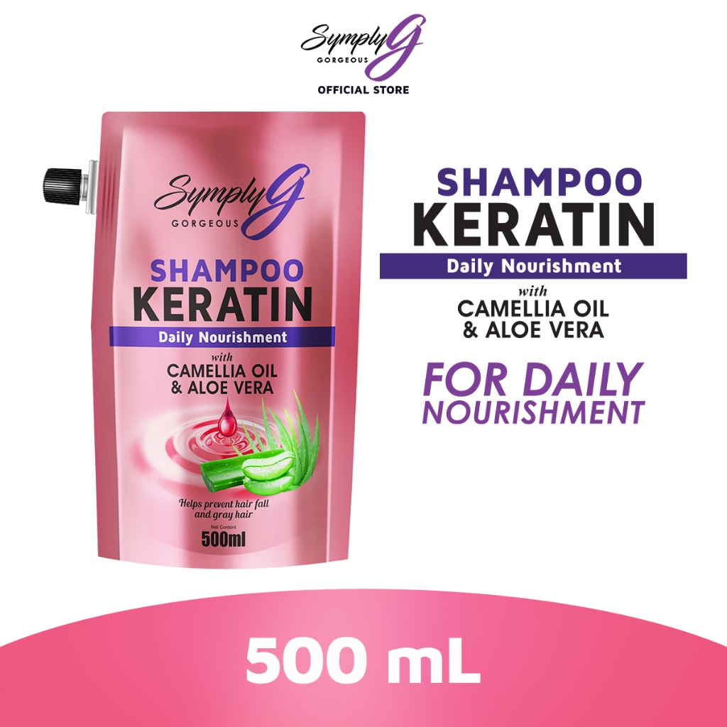 Symply G Keratin Shampoo with Camellia Oil and Aloe Vera 500ML | Shopee ...