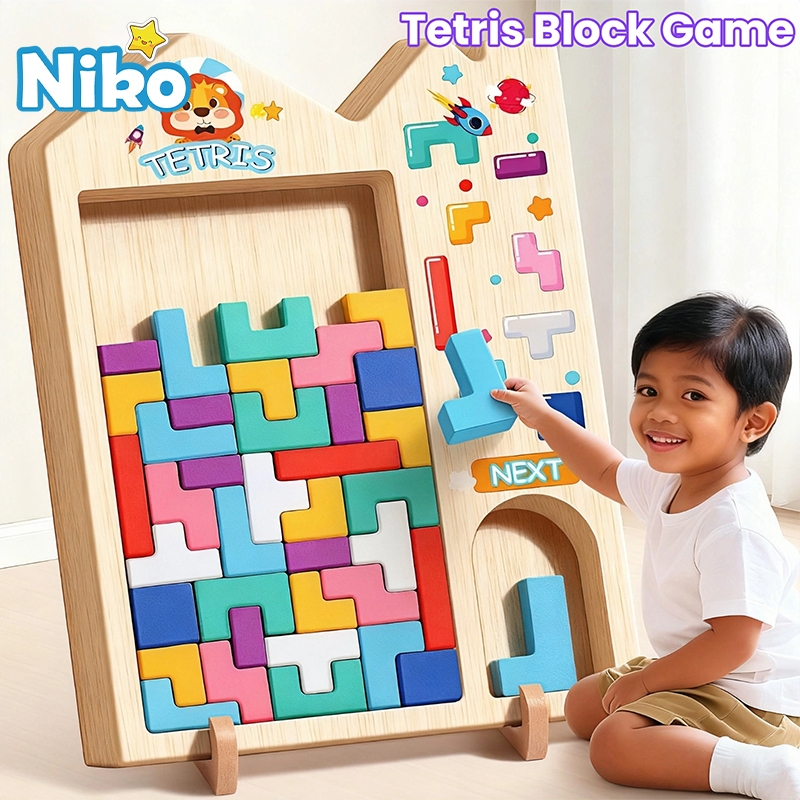 NIKO Tetris Building Block Toy Early Educational Puzzle Wooden Toys For ...