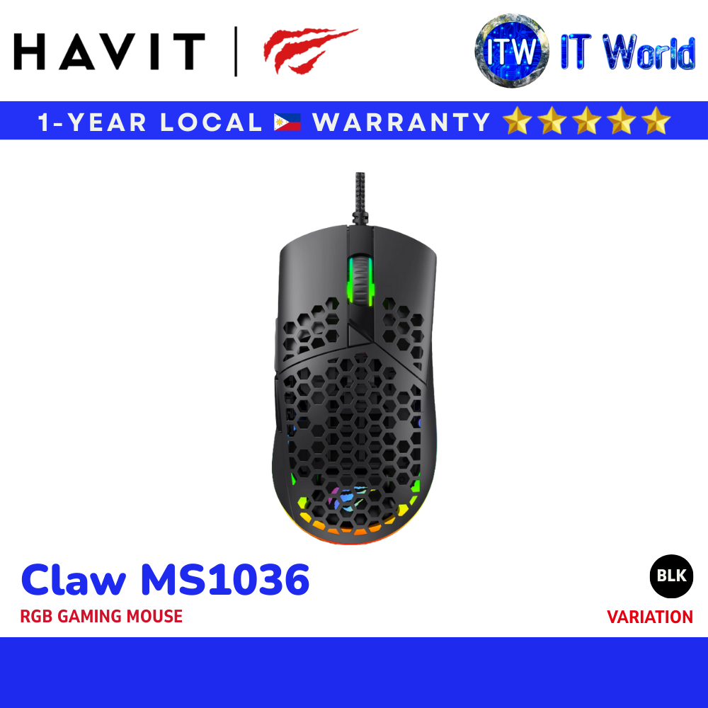Havit Claw MS1036 | Gaming Mouse / 7200DPI / 7 Buttons / Honeycomb ...