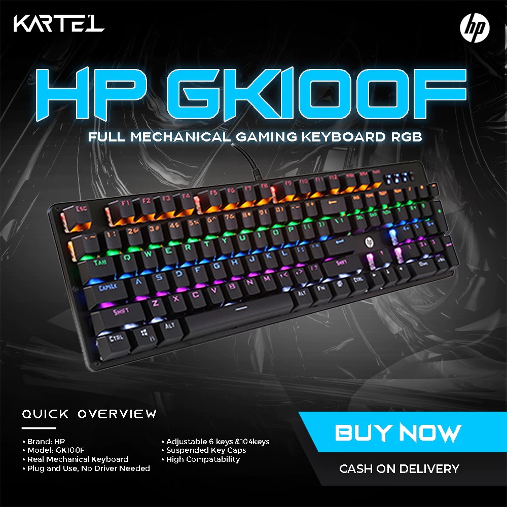 HP GK100F Real Mechanical Keyboard Wired Mixed Backlight Gaming ...
