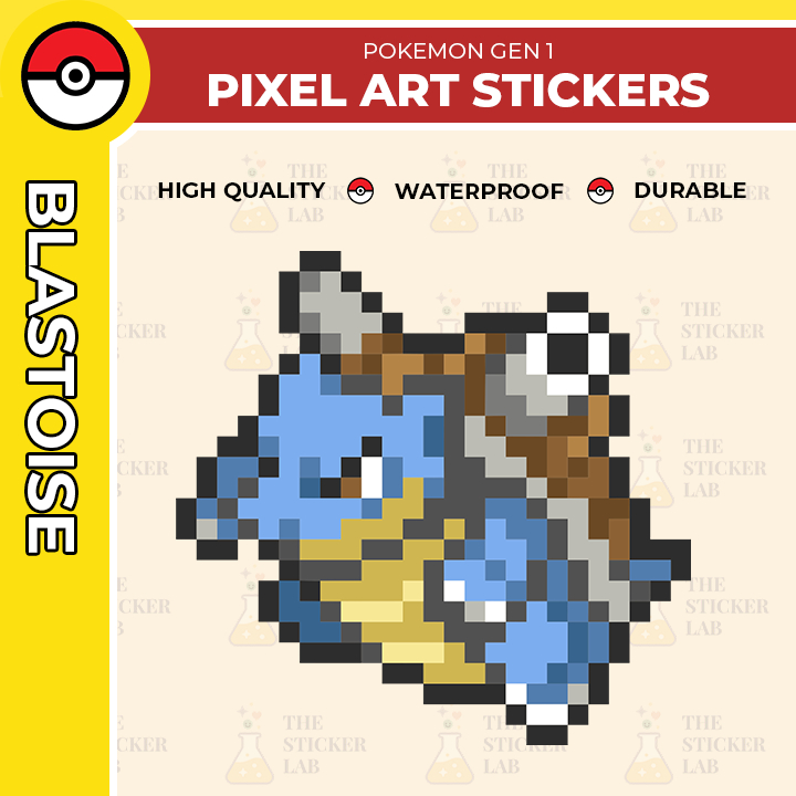 The Sticker Lab - Pokemon Pixel Stickers - #0009 BLASTOISE (High ...