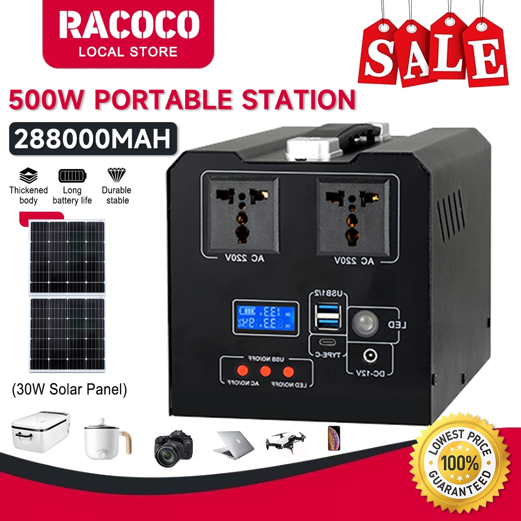 500W/220V Power Station 288,000mAh Large Capacity Solar Generator ...