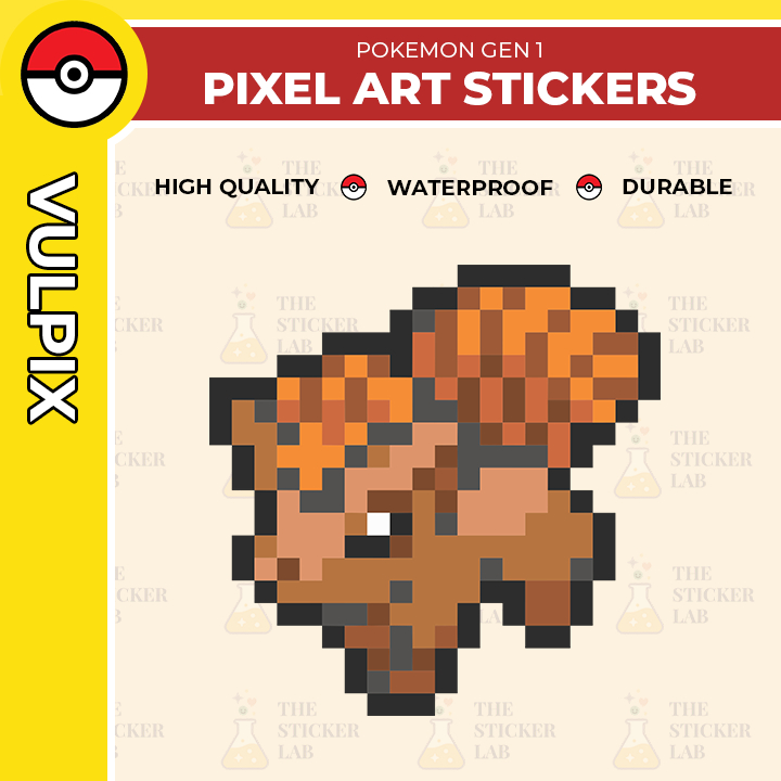 The Sticker Lab - Pokemon Pixel Stickers - #0037 VULPIX (High Quality ...