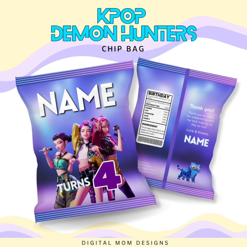 KPop Demon Hunter Custom Chip Bag Wrapper – Personalized Party Souvenir ...